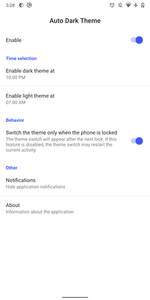 Приложение Automatic Dark Theme позволит настроить расписание включения темной темы в Android 10